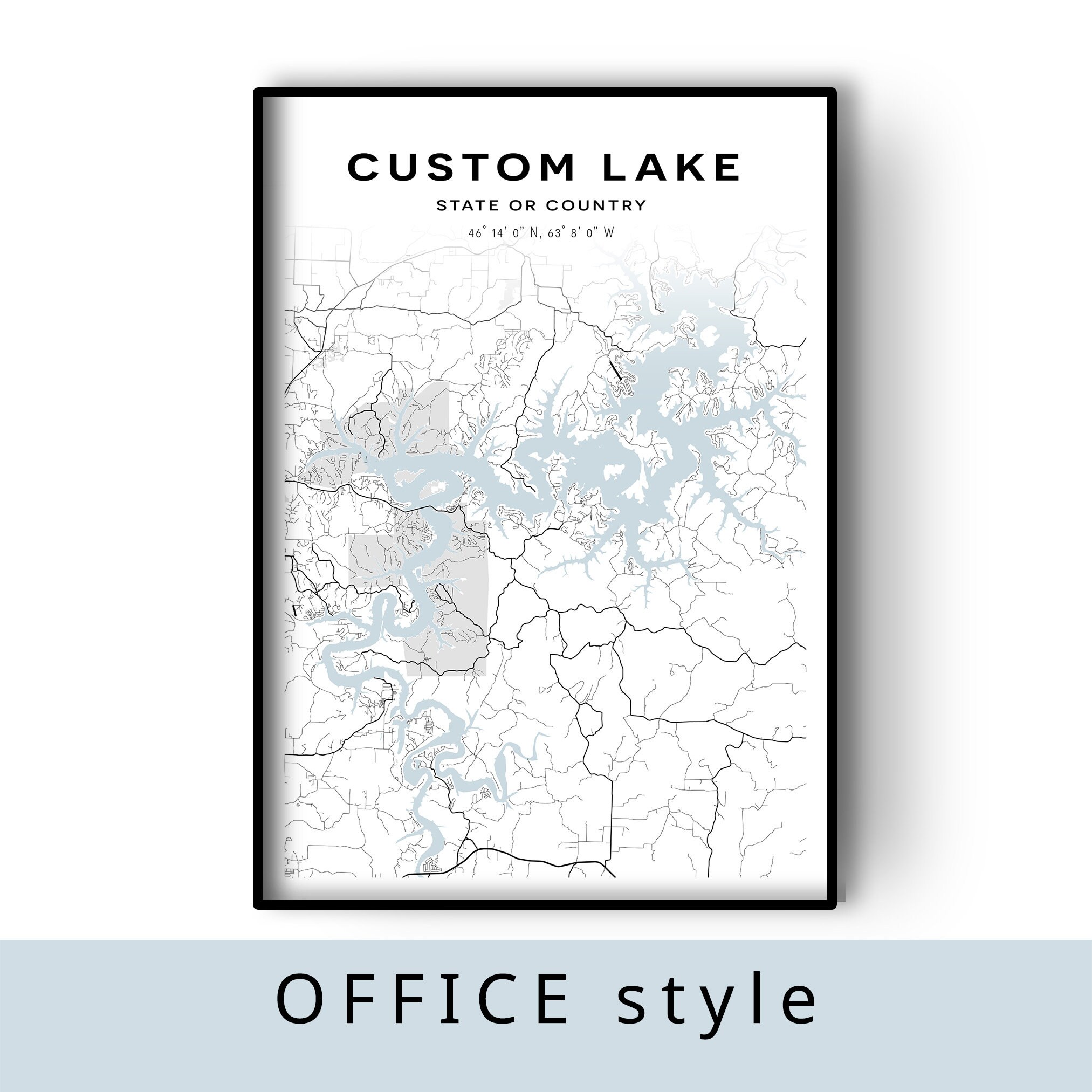 Custom Lake, Personalized Lake, Custom Map Poster, Any Lake, Wall Decor ...