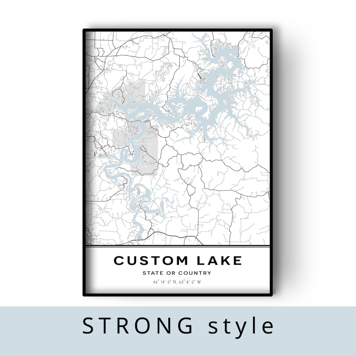 Custom Lake, Personalized Lake, Custom Map Poster, Any Lake, Wall Decor ...