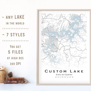 Custom Lake, Personalized Lake, Custom Map Poster, Any Lake, Wall Decor ...
