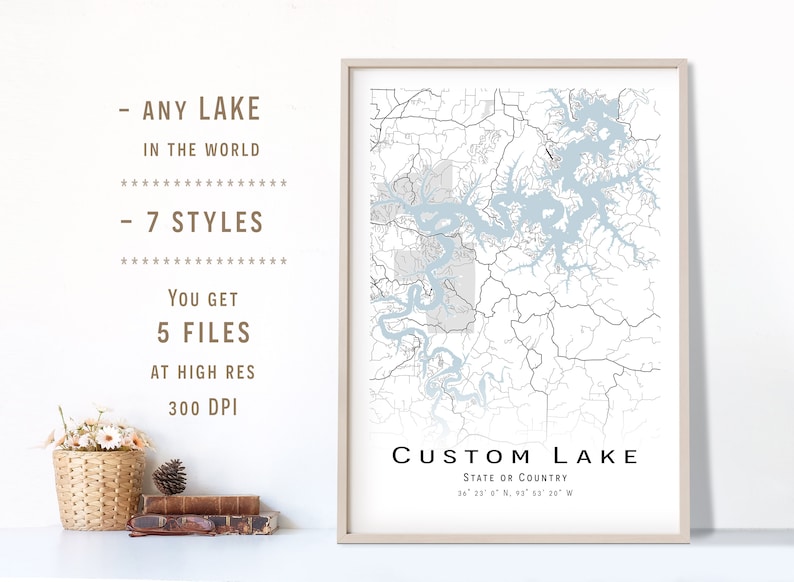 Custom Lake, Personalized Lake, Custom Map Poster, Any Lake, Wall Decor ...