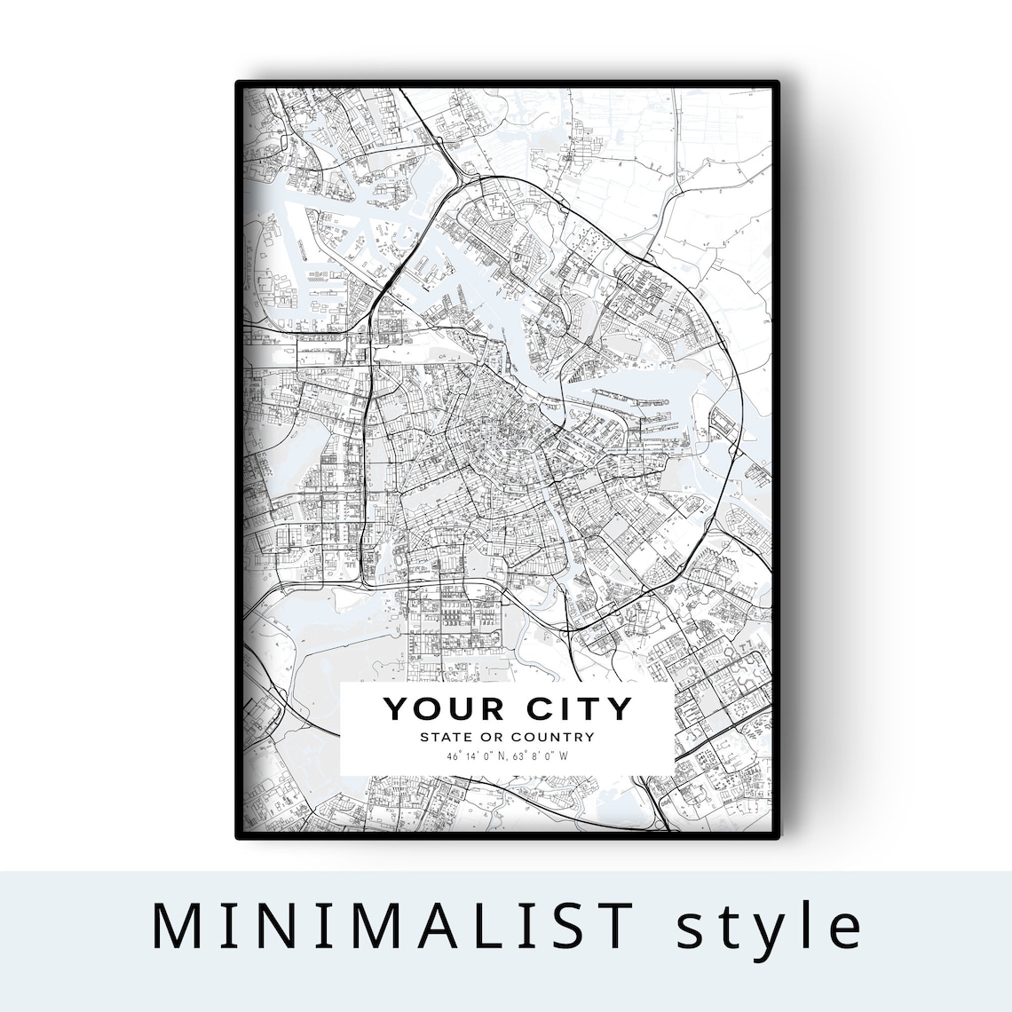 Custom City Map, Personalized Map, Custom Map Poster, Any City, Wall ...