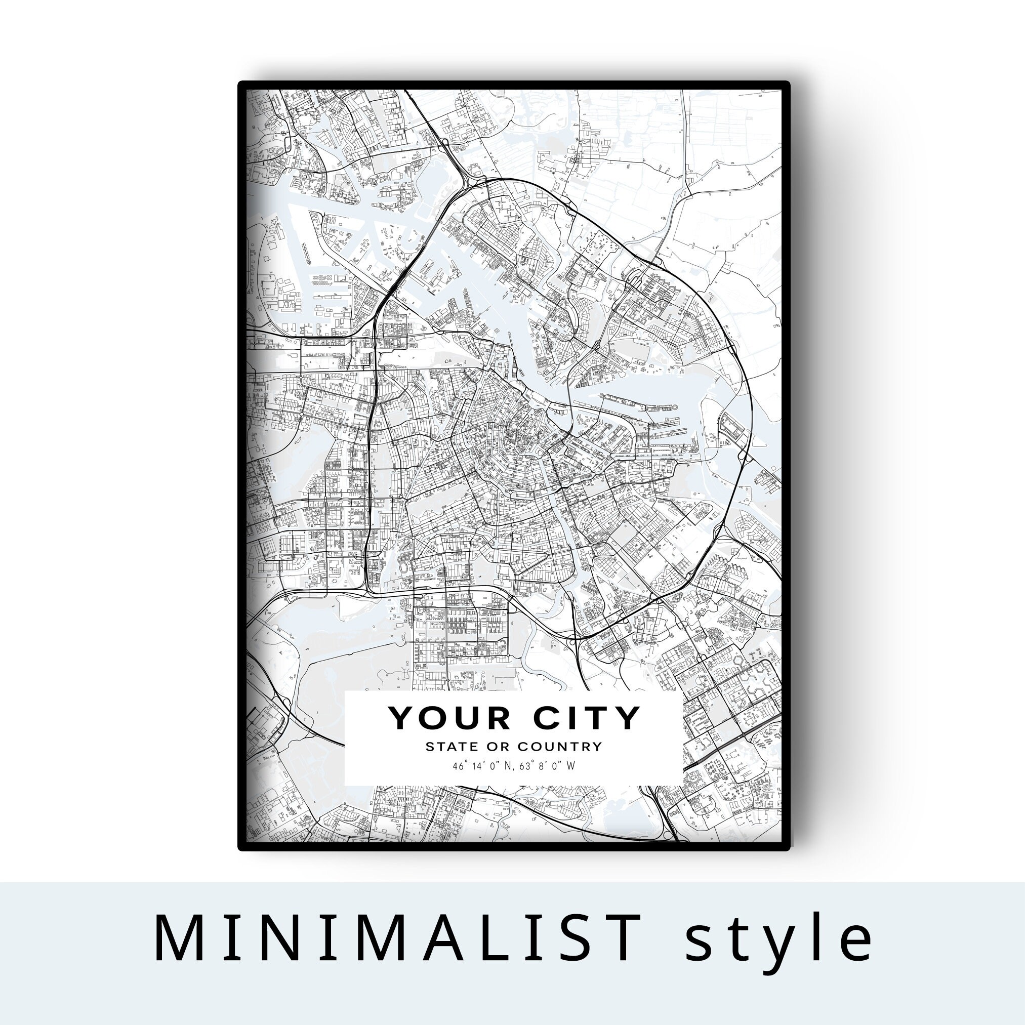 Custom City Map, Personalized Map, Custom Map Poster, Any City, Wall ...