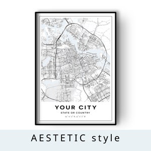 Custom City Map, Personalized Map, Custom Map Poster, Any City, Wall ...
