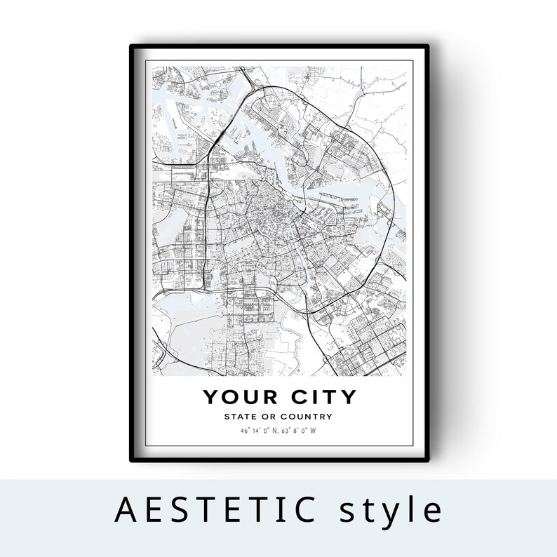 Custom City Map, Personalized Map, Custom Map Poster, Any City, Wall ...