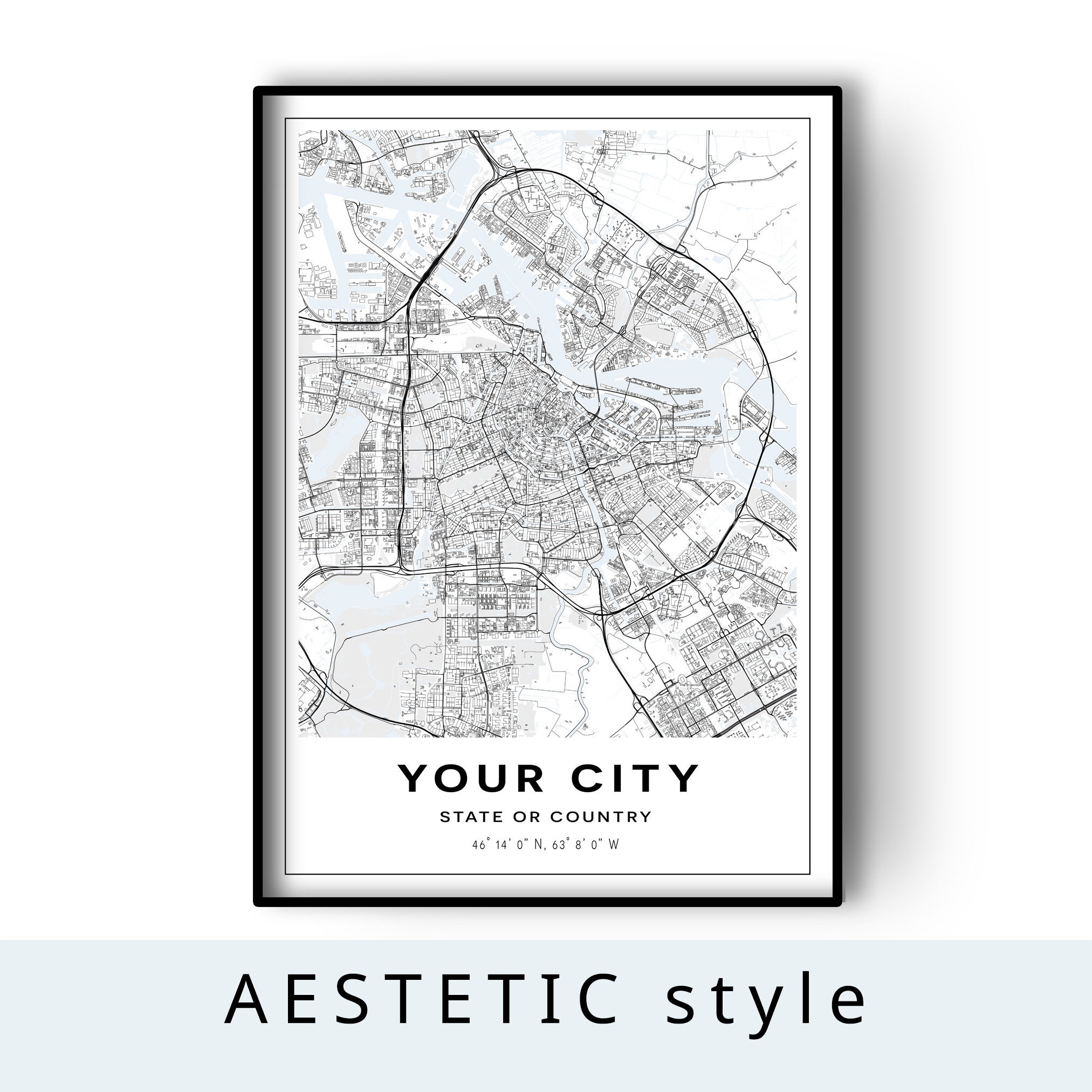 Custom City Map, Personalized Map, Custom Map Poster, Any City, Wall ...