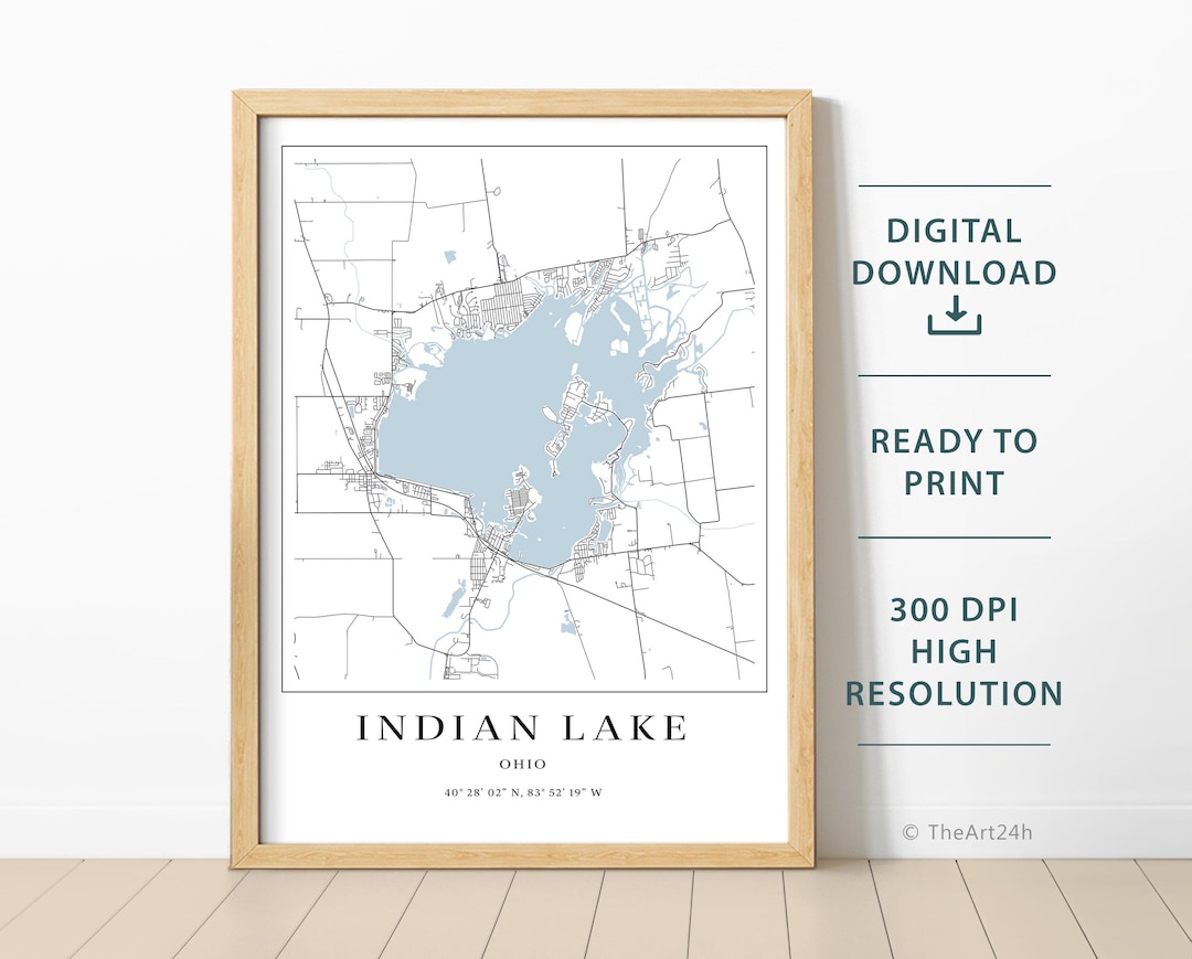 Indian Lake Map - Instant Download, Printable Map Poster - Indian Lake ...