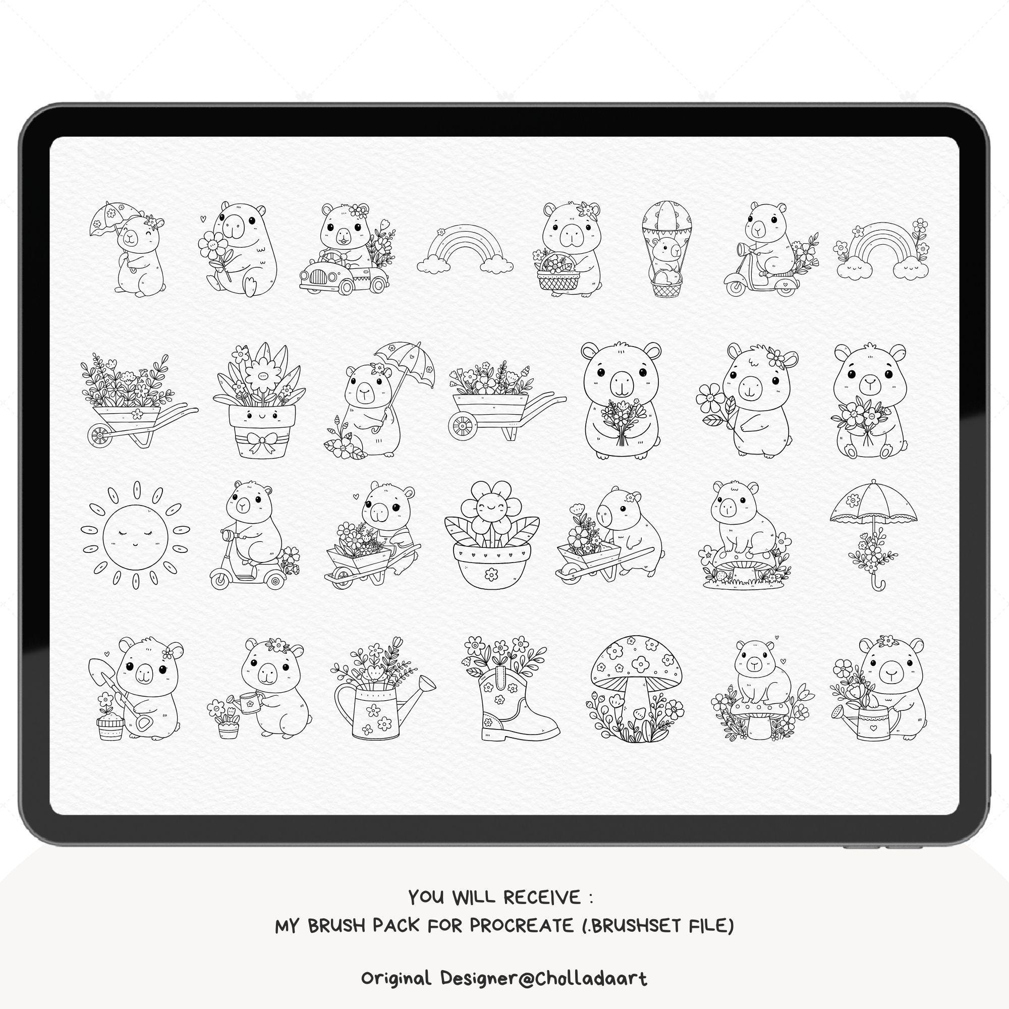 Procreate Spring Capybara Stamp Bundle, Spring Capybara Procreate Stamp ...