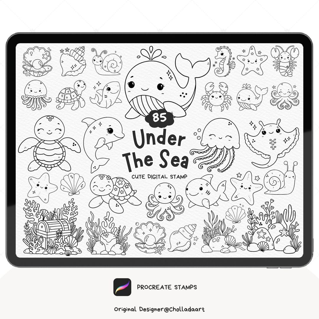 Under the Sea Procreate Stamp, Procreate Sea Animal Stamp, Little Sea ...