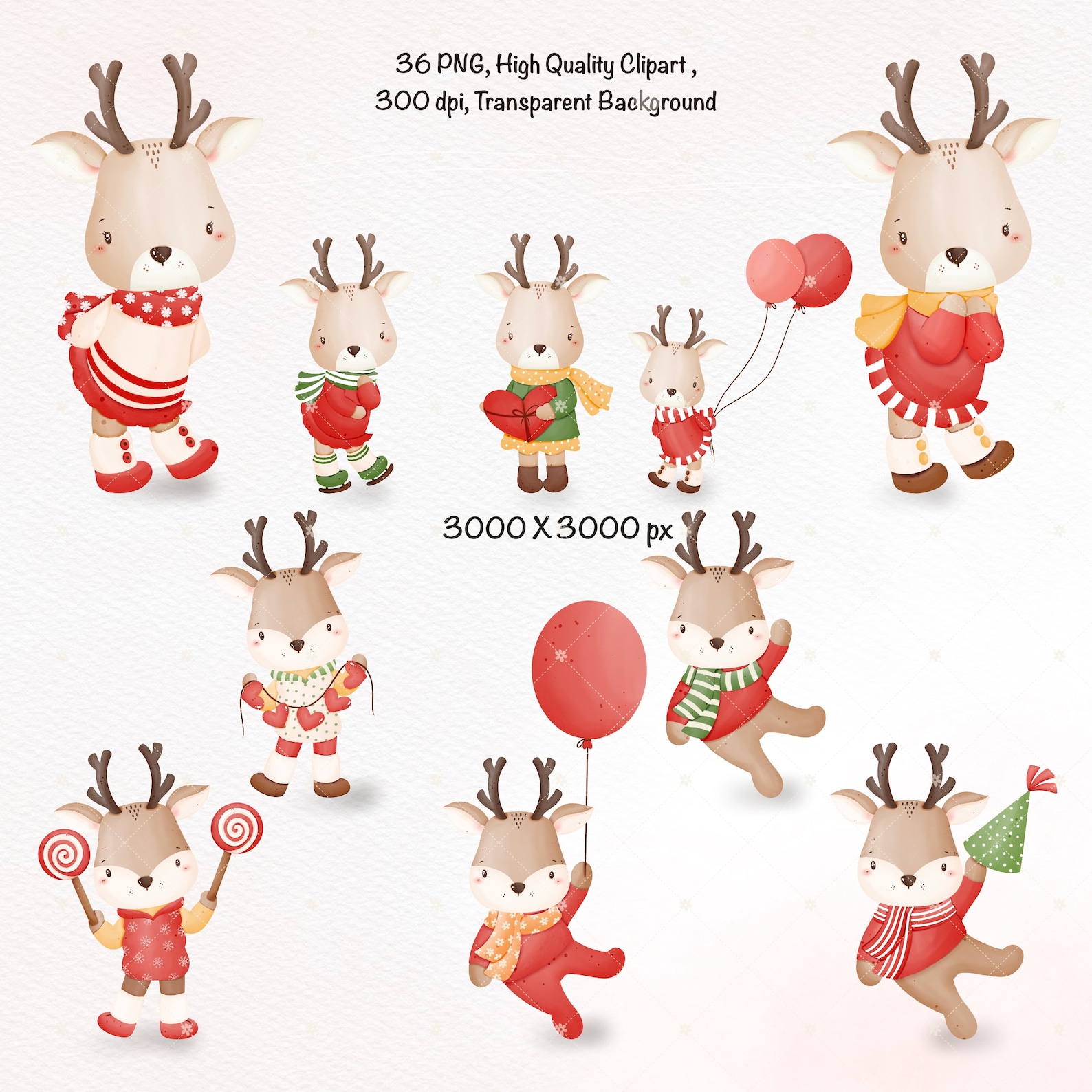 Christmas Reindeer Clipart, Christmas Deer Clipart, Christmas Clipart ...