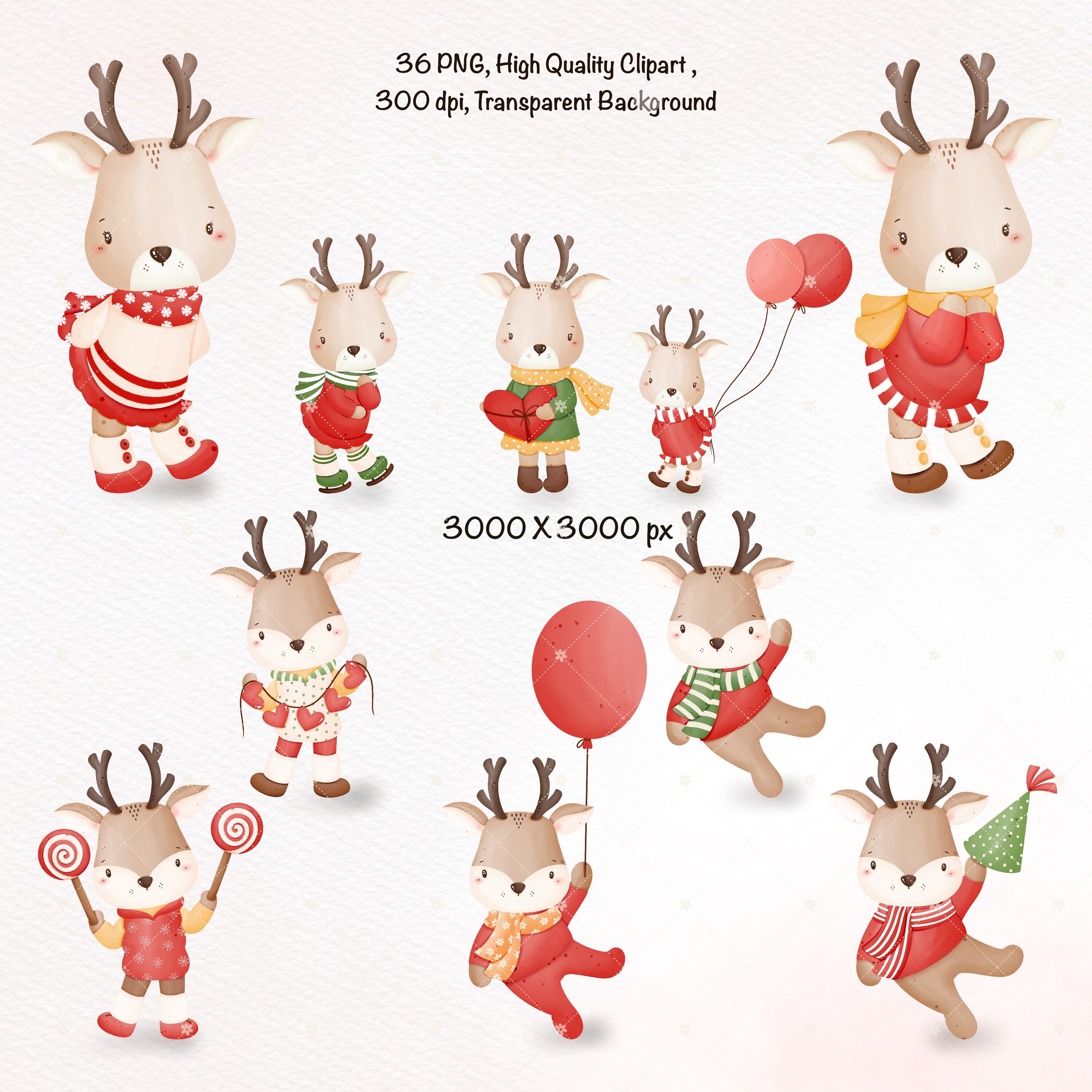 Christmas Reindeer Clipart, Christmas Deer Clipart, Christmas Clipart ...