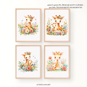 Watercolor Mother and Baby Giraffe Clipart, Giraffe Clipart, Baby ...