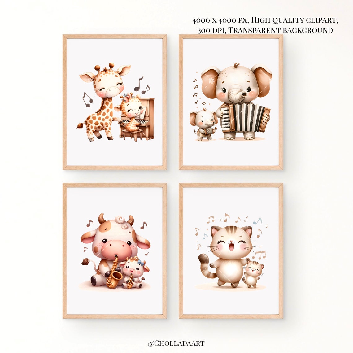 Watercolor Mom and Baby Animals Clipart, Animal Clipart, Mom and Baby ...