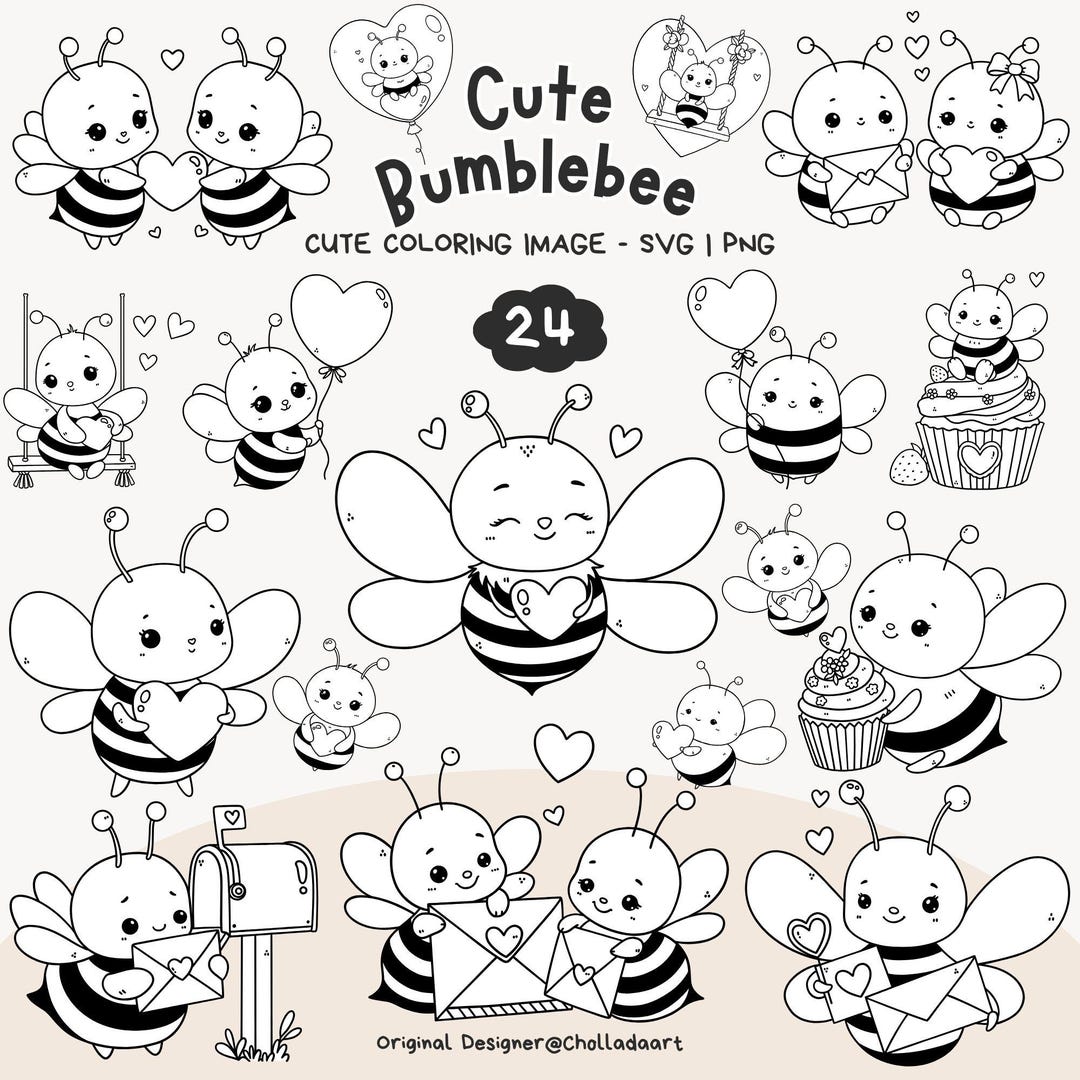 Cute Bumblebee Coloring Image, Valentine Bumblebee Coloring Image ...