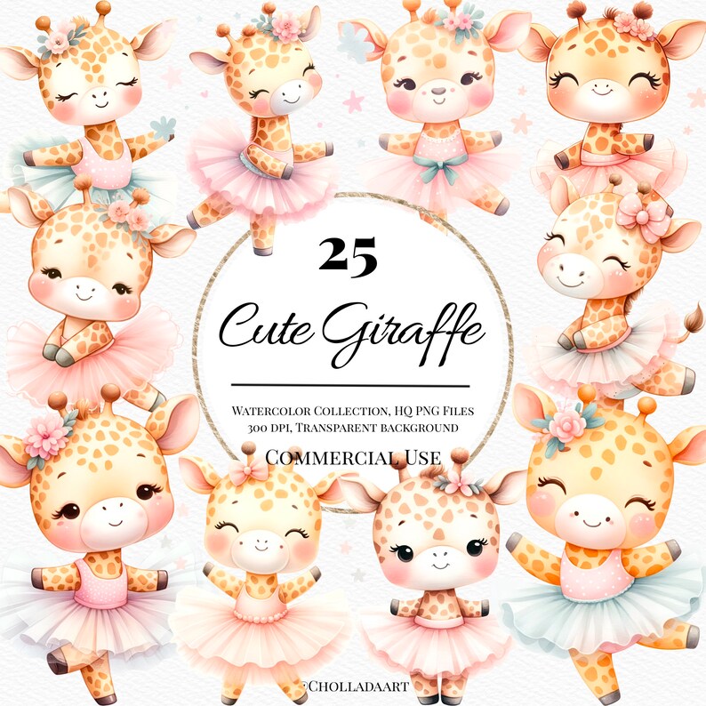 Watercolor Giraffe Clipart, Giraffe Clipart, Cute Giraffe Clipart, Baby ...