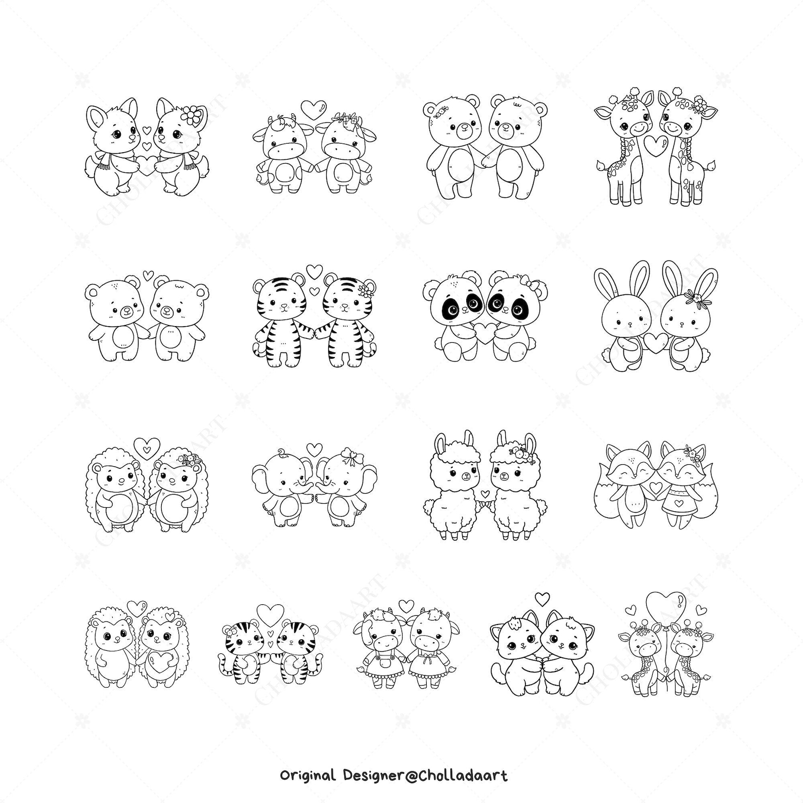 Couple Animal SVG Bundle, Animal SVG Bundle, Doodle Animal Clipart ...