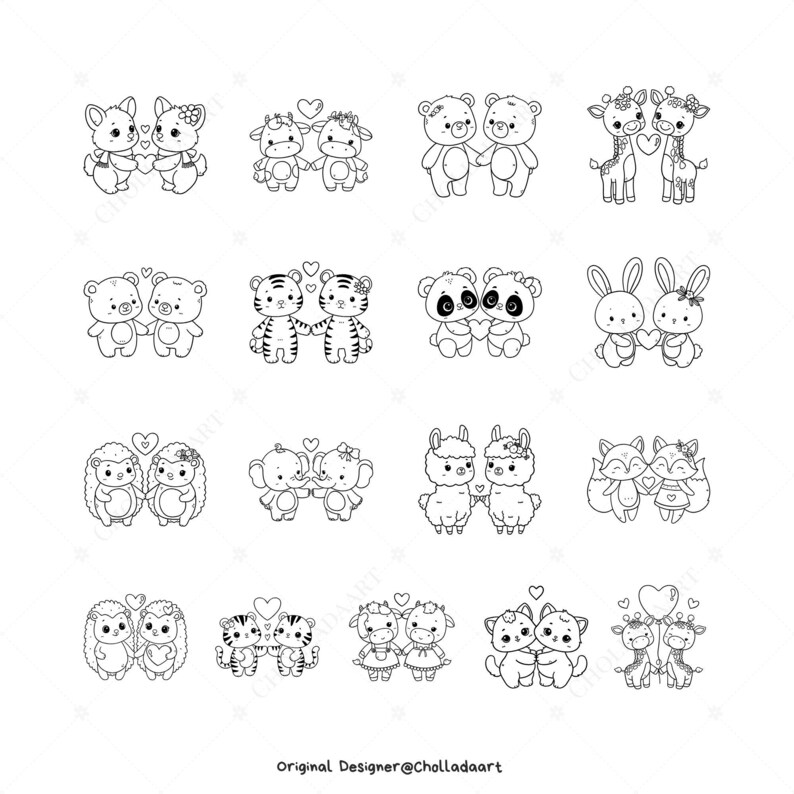 Couple Animal SVG Bundle, Animal SVG Bundle, Doodle Animal Clipart ...