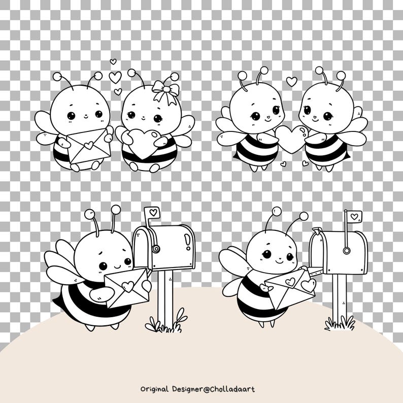 Cute Bumblebee Coloring Image, Valentine Bumblebee Coloring Image ...