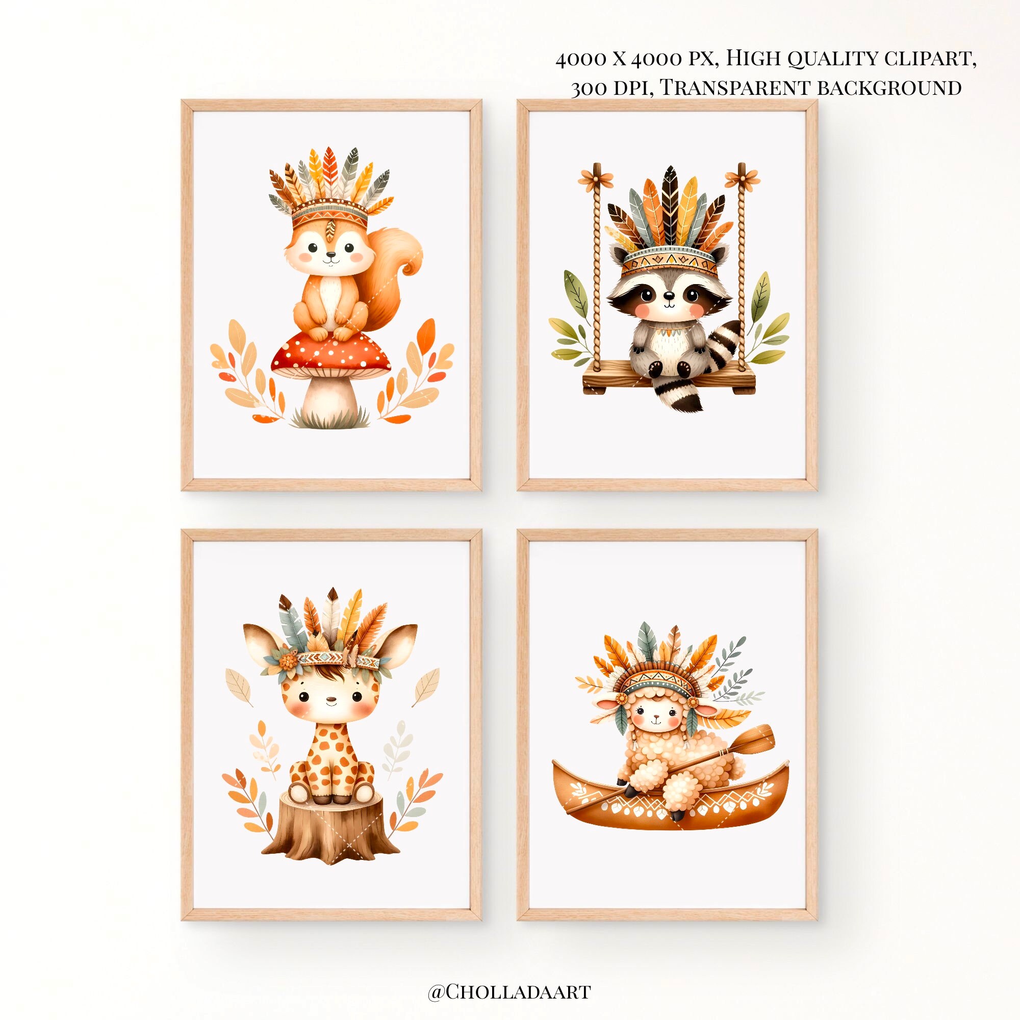 Watercolor Tribal Animals Clipart, Tribal Animals Clipart, Tribal ...