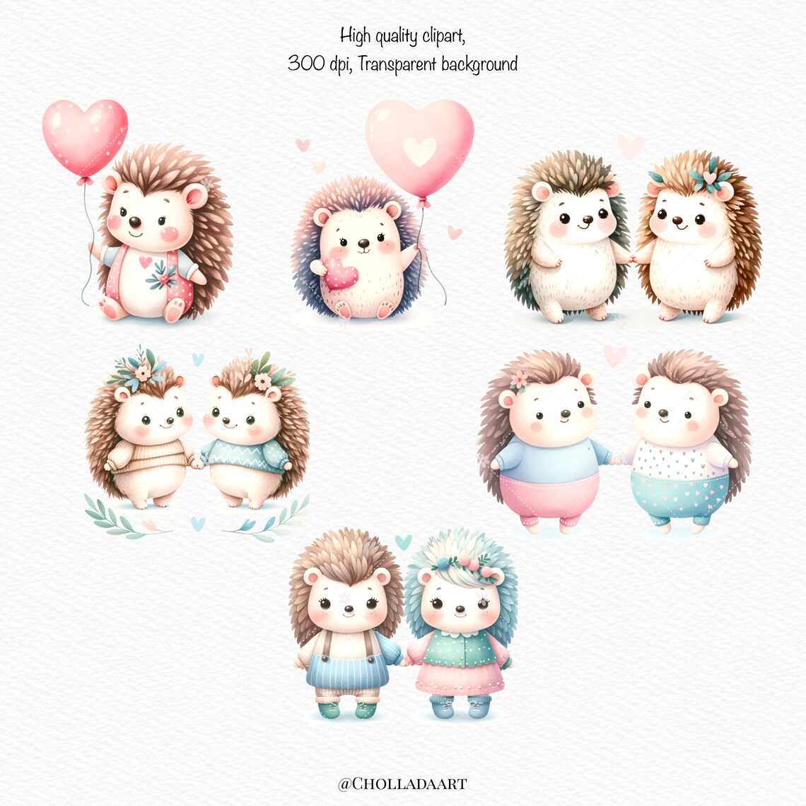 Couple Hedgehog Loving Clipart, Valentines Clipart, Couple Hedgehog ...