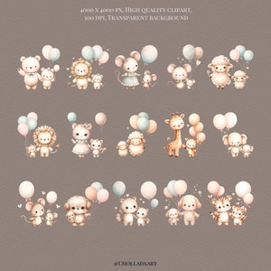 Watercolor Mother and Baby Animals Clipart, Animal Clipart, Mom and ...