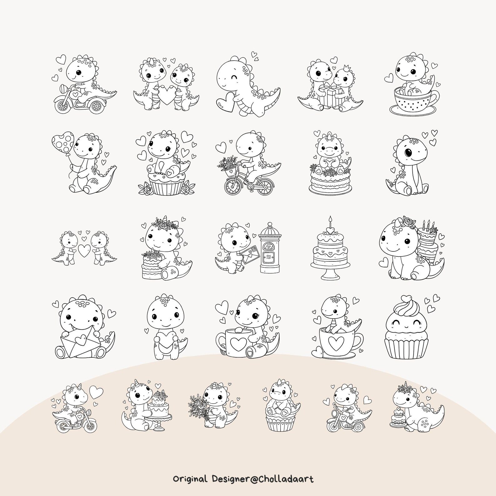 Valentine Dinosaur Coloring Image, Valentine Animal Coloring Image ...