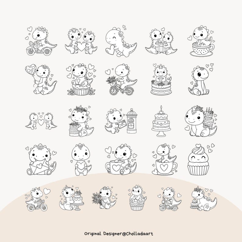 Valentine Dinosaur Coloring Image, Valentine Animal Coloring Image ...