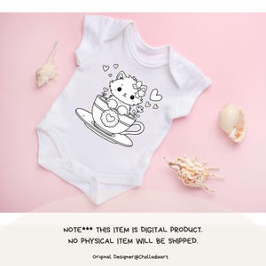 Valentine Teacup Cat Coloring Image, Cat Coloring Image, Valentine ...