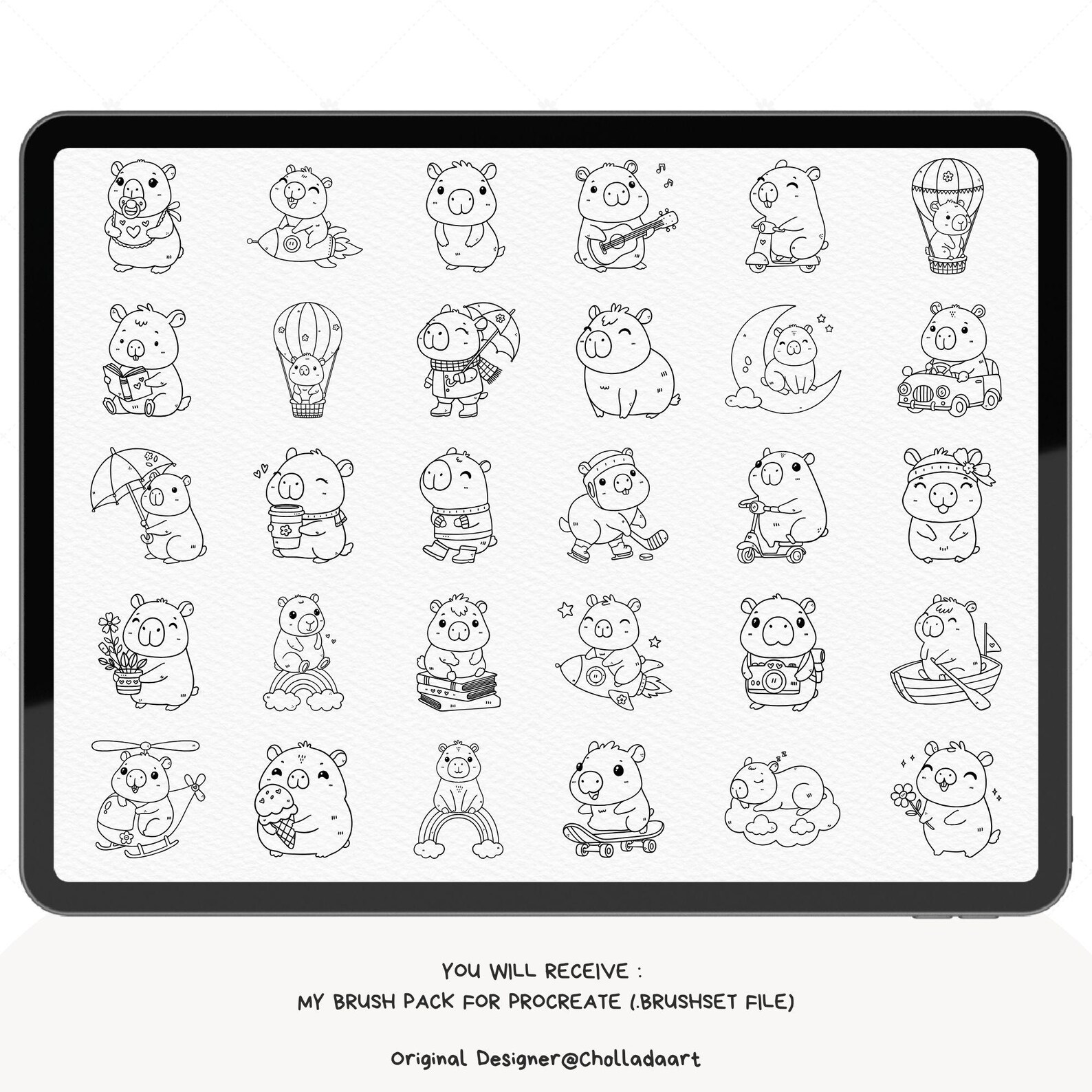 Cute Capybara Procreate Stamp, Procreate Capybara Stamp Bundle ...