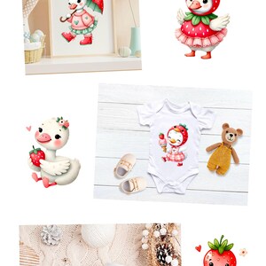 Watercolor Strawberry Silly Goose Clipart, Strawberry Goose Clipart ...