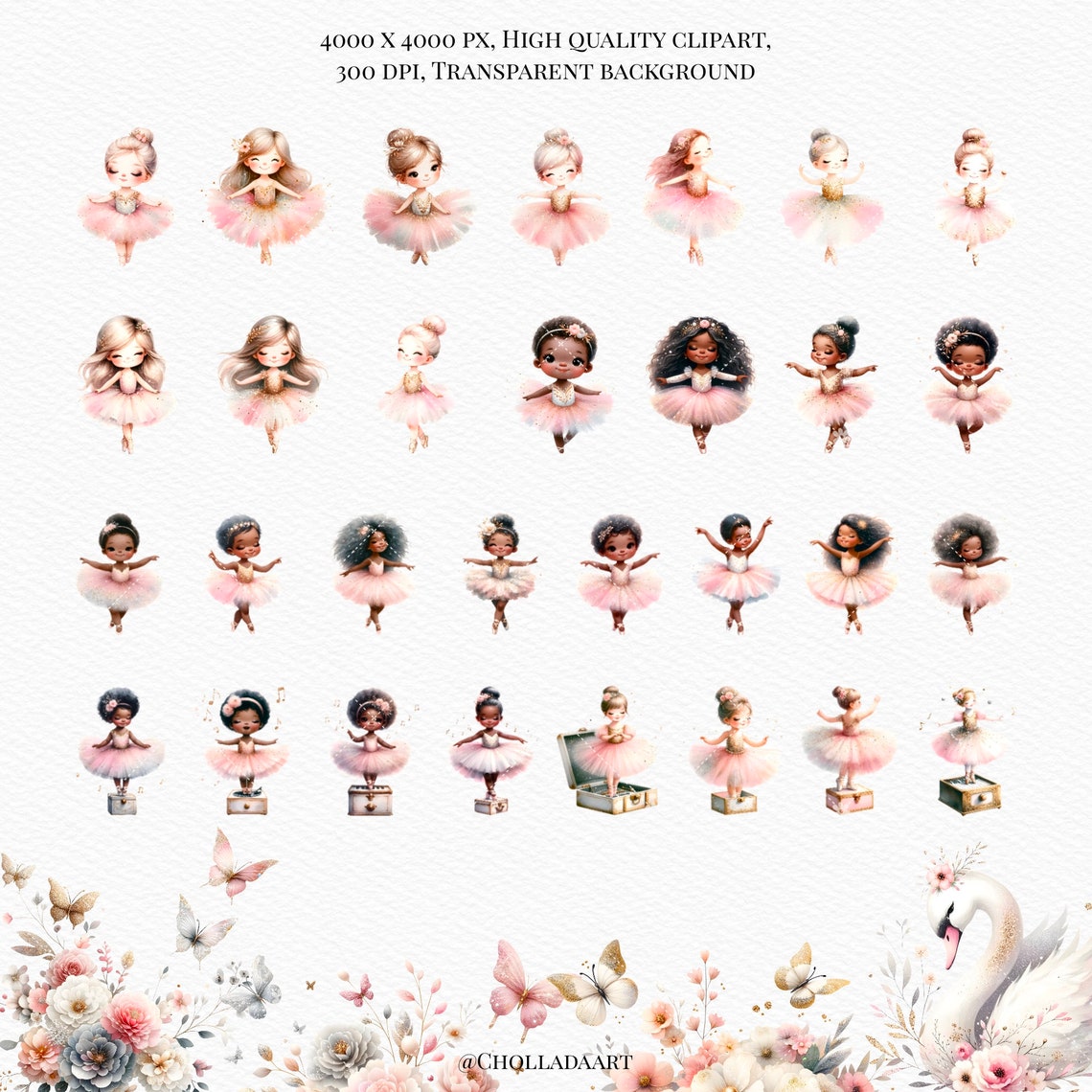 Cute Pink Ballerina Clipart, Ballerina Clipart, Watercolor Ballerina ...