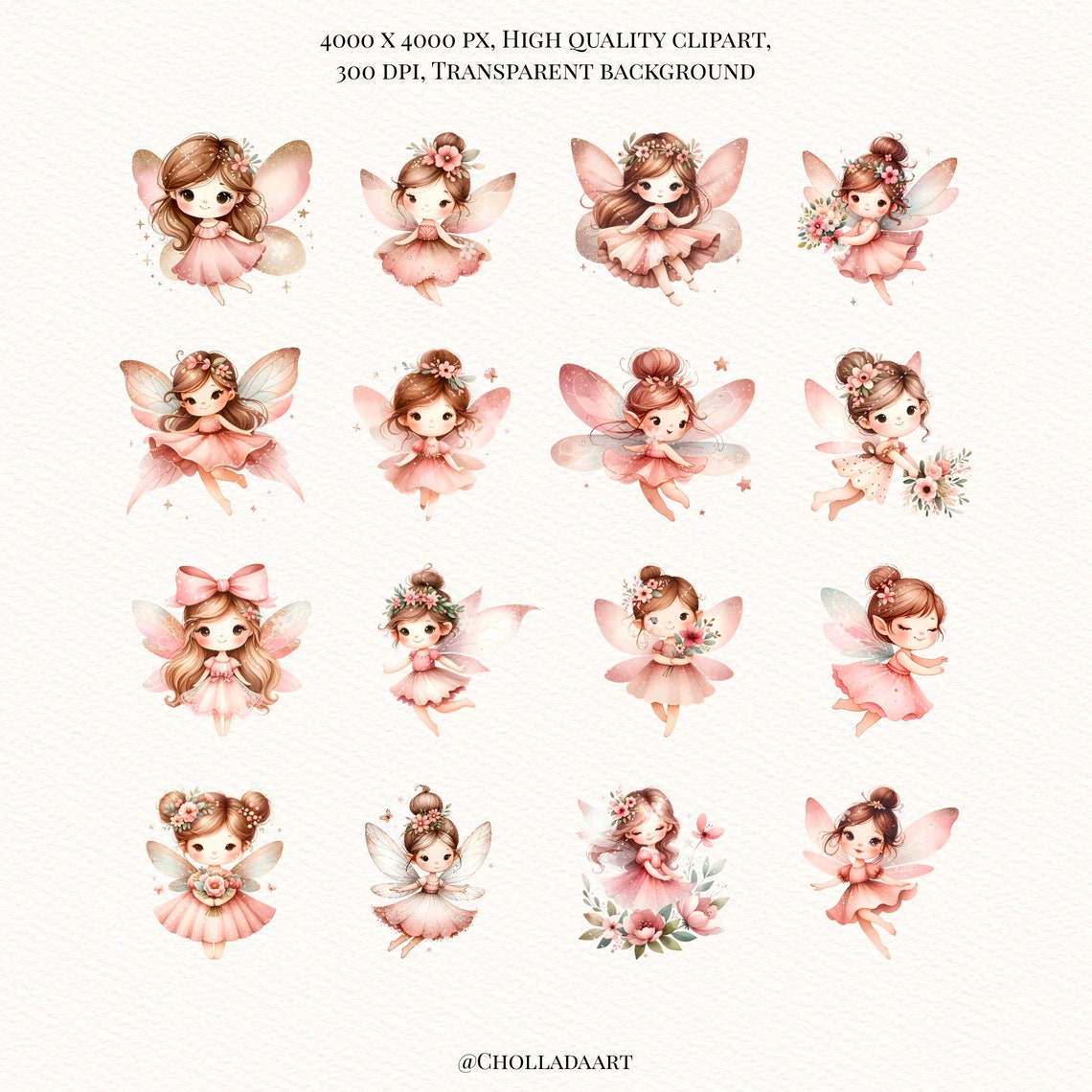 Fairies and Flowers Clipart, Watercolor Fairy, Fairy Garden Png, Fairy ...