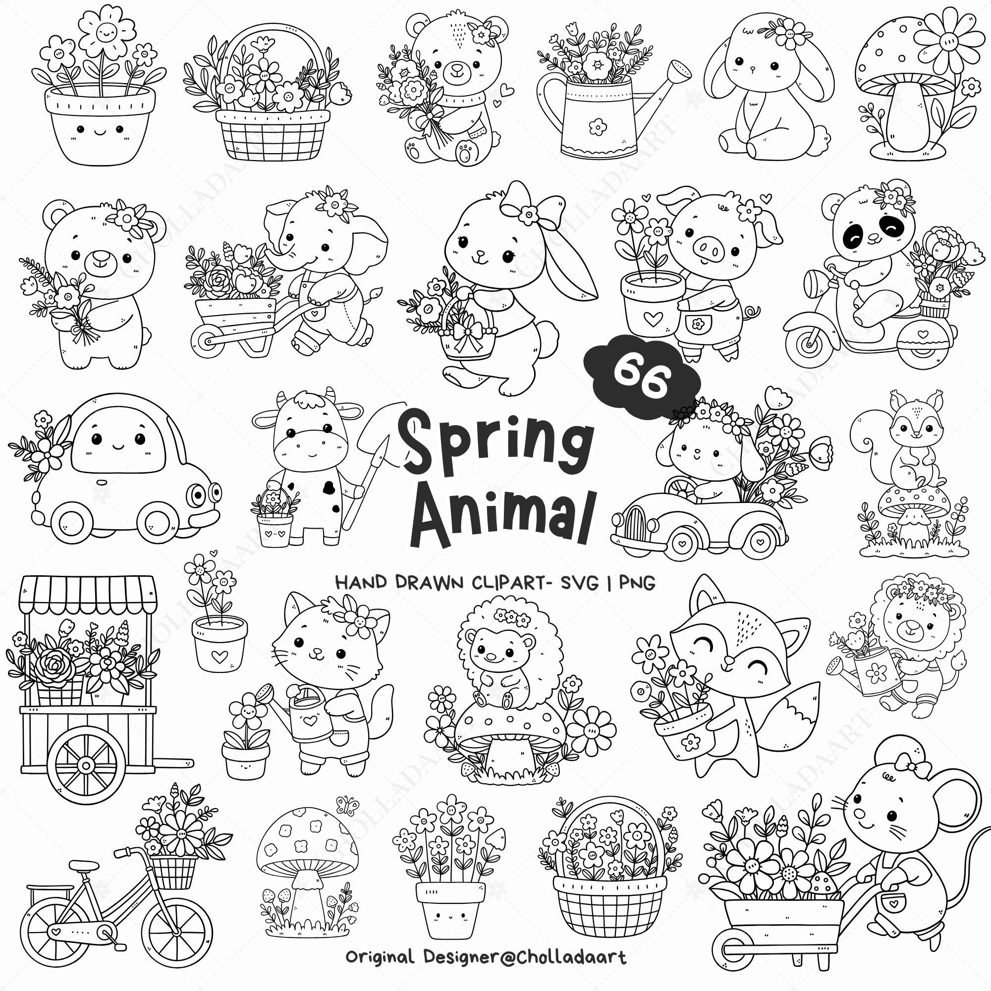 66 Spring Animal SVG Bundle, Spring Animal Clipart, Spring SVG, Spring ...
