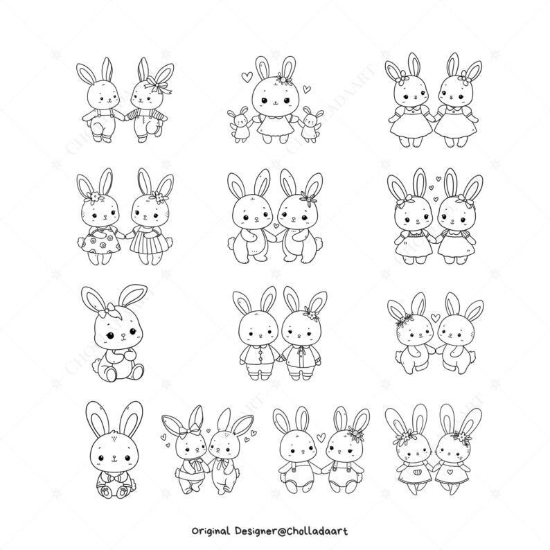 Couple Bunny SVG Bundle, Bunny Svg, Rabbit SVG, Romantic Bunny Clipart ...