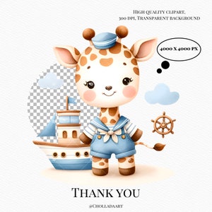 Cute Sailor Animal Clipart, Nautical Nursery Clipart, Ocean Clipart ...