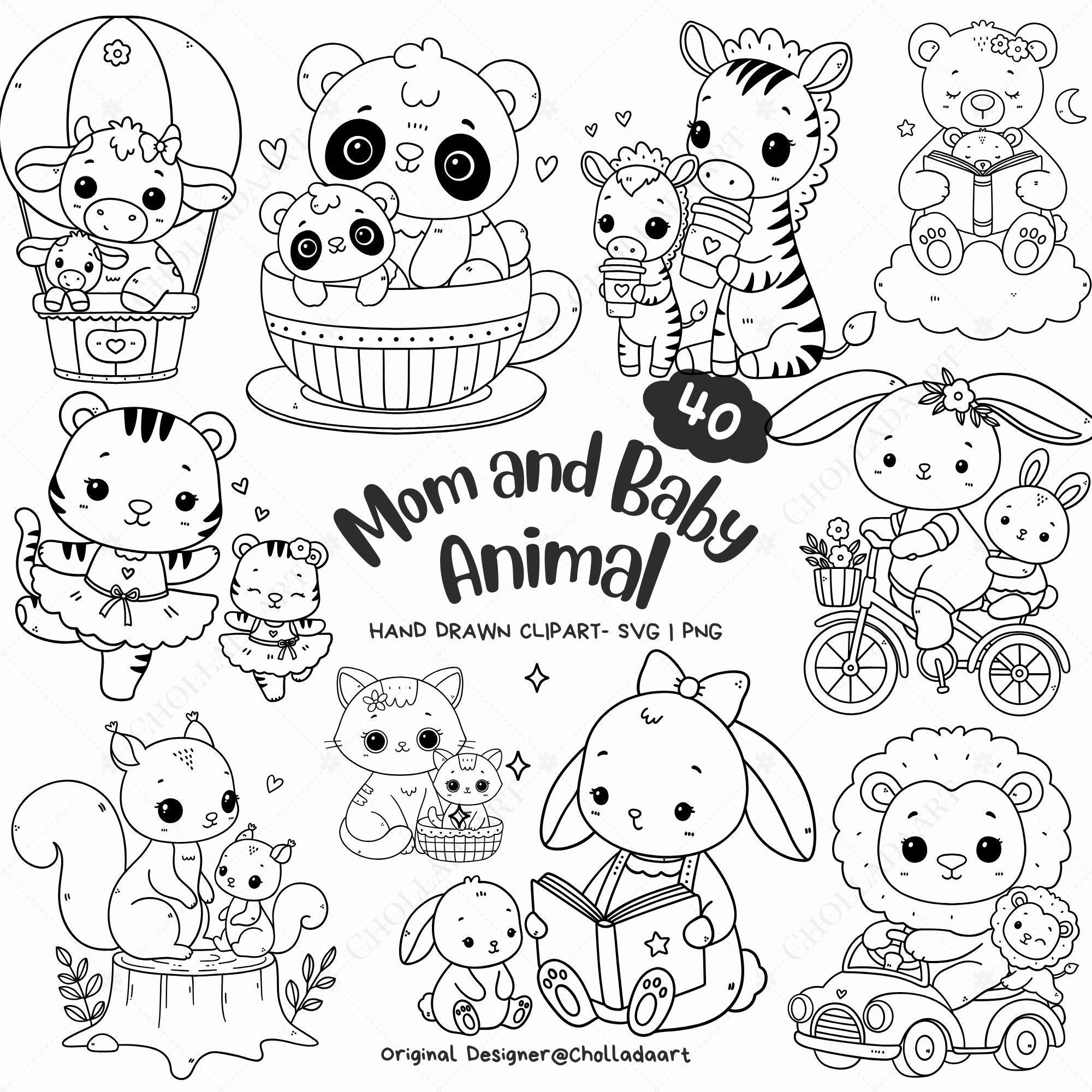 40 Mom and Baby Animal SVG Bundle, Animal SVG, Mom and Baby Clipart ...