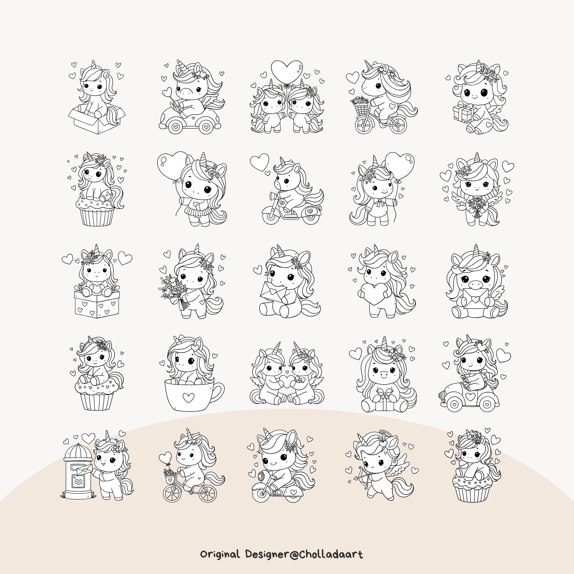 Valentine Unicorn Coloring Image, Valentine Animal Coloring Image ...