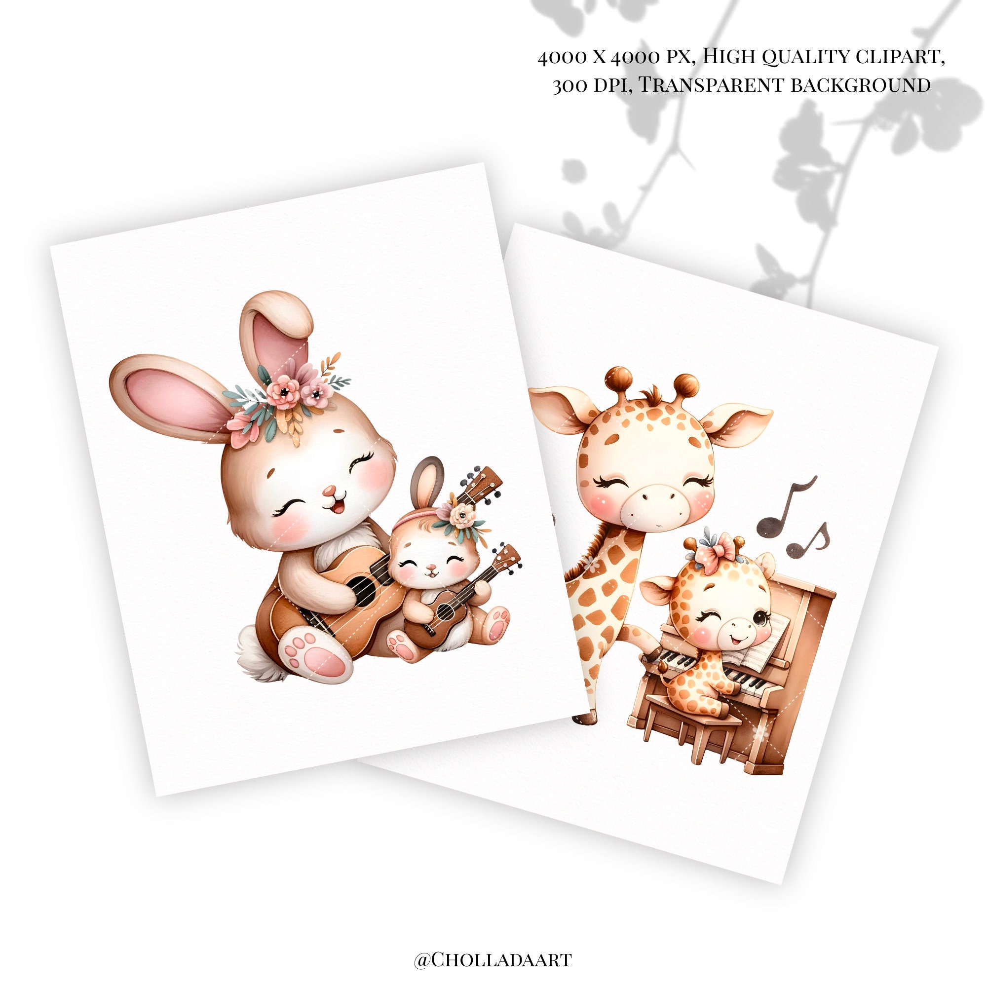 Watercolor Mom and Baby Animals Clipart, Animal Clipart, Mom and Baby ...