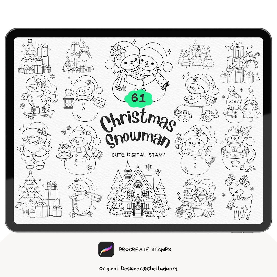 Procreate Christmas Snowman Stamp Bundle, Christmas Snowman Procreate ...