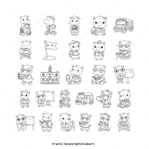 Hippo Back to School SVG Bundle, Hippo SVG, Hippopotamus Clipart, Back ...