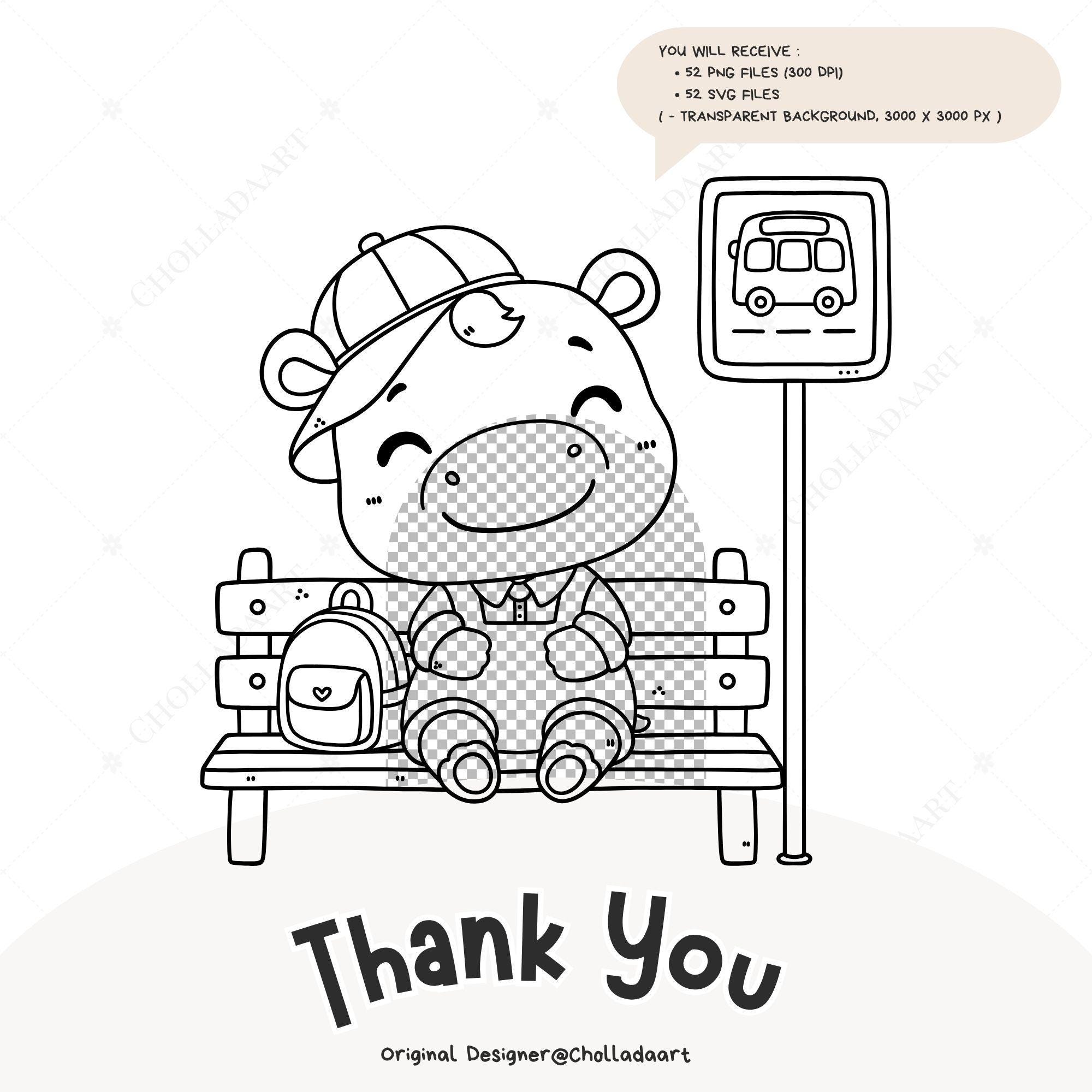 Hippo Back to School SVG Bundle, Hippo SVG, Hippopotamus Clipart, Back ...