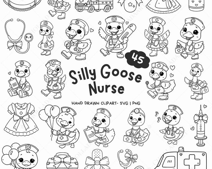 Silly Goose SVG Bundle | Funny Goose Clipart | Spring Goose, Party ...