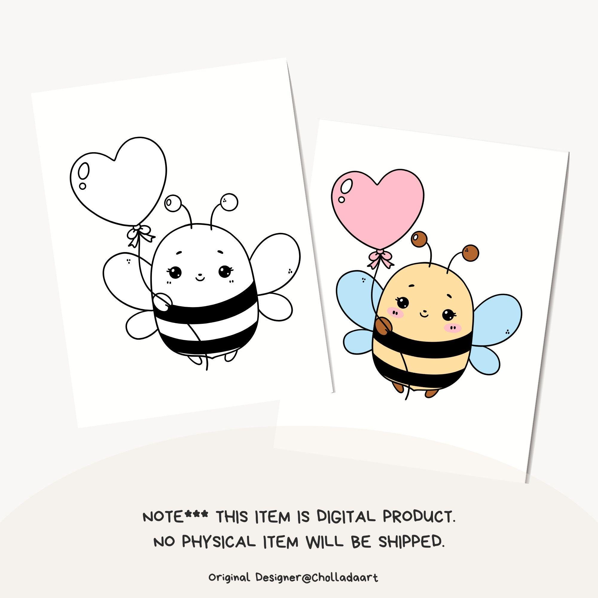 Cute Bumblebee Coloring Image, Valentine Bumblebee Coloring Image ...