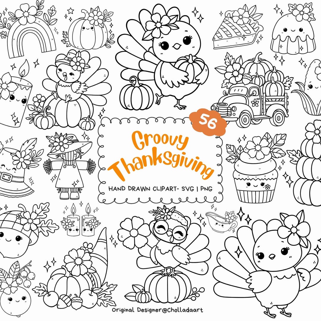 Groovy Thanksgiving SVG Bundle, Thanksgiving Clipart, Groovy ...