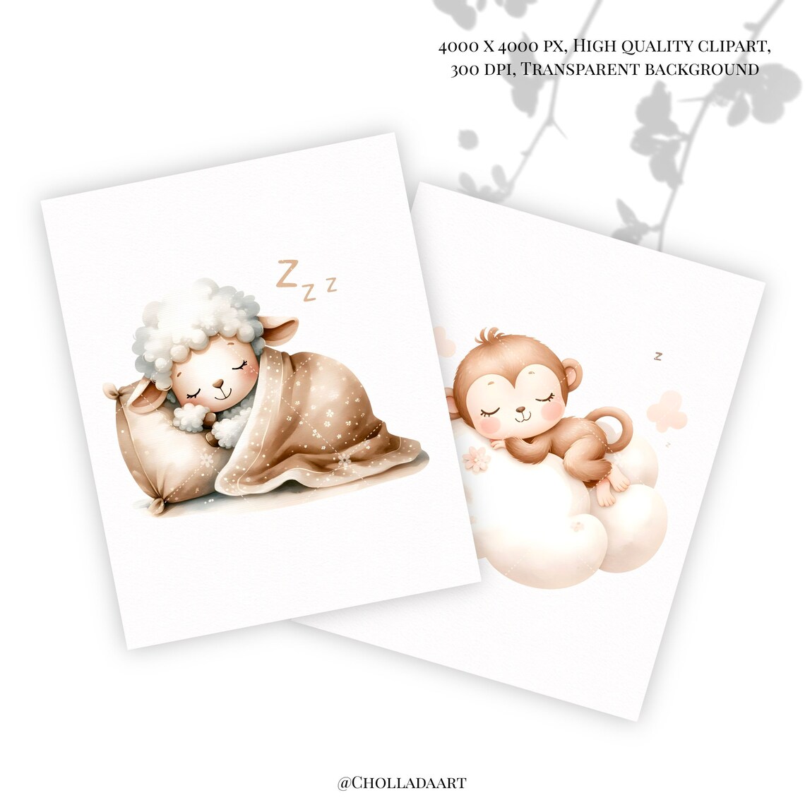 Watercolor Sleeping Animals Clipart, Sleeping Animals PNG, Sleepy ...