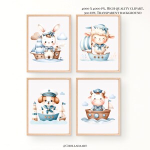 Cute Sailor Animal Clipart, Nautical Nursery Clipart, Ocean Clipart ...