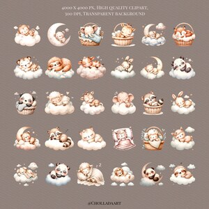 Watercolor Sleeping Animals Clipart, Sleeping Animals PNG, Sleepy ...