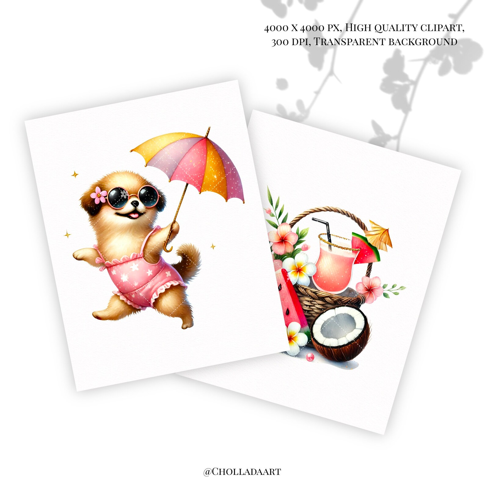 Hello Summer Animals Clipart, Watercolor Summer Animals Clipart, Summer ...