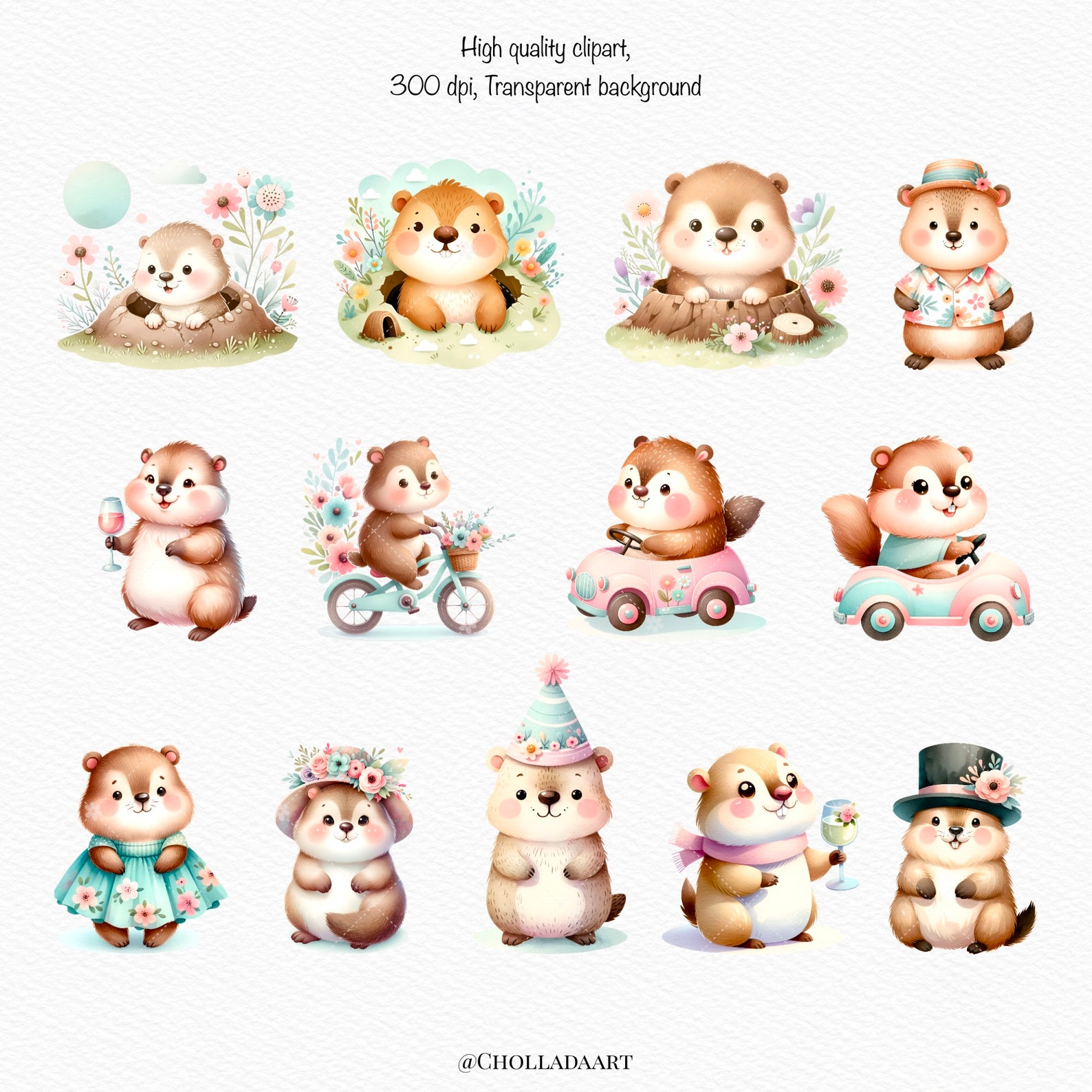 Watercolor Groundhog Clipart, Animal Clipart, Cute Watercolor Groundhog ...