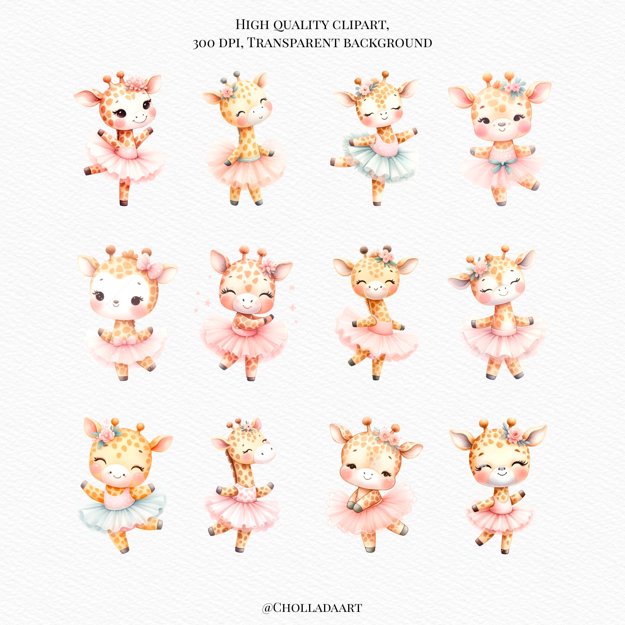 Watercolor Giraffe Clipart, Giraffe Clipart, Cute Giraffe Clipart, Baby ...