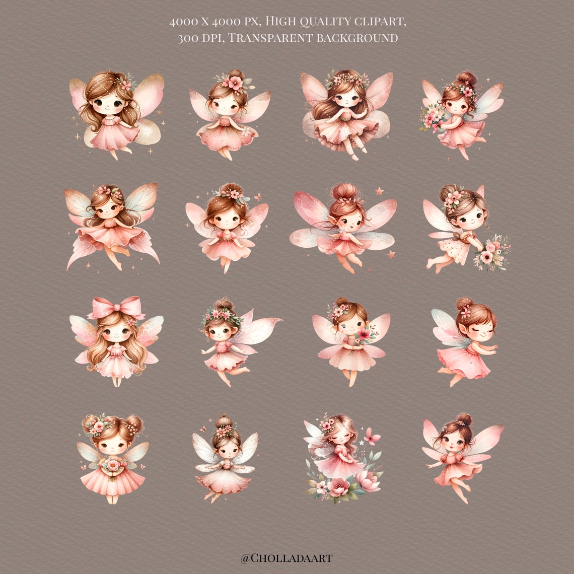 Fairies and Flowers Clipart, Watercolor Fairy, Fairy Garden Png, Fairy ...